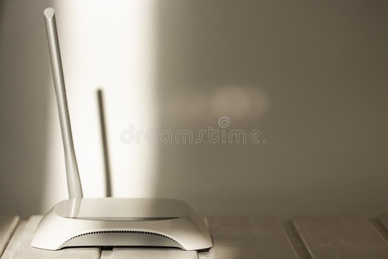Isolated White Access Point on Table in Office Stock Image - Image of ...