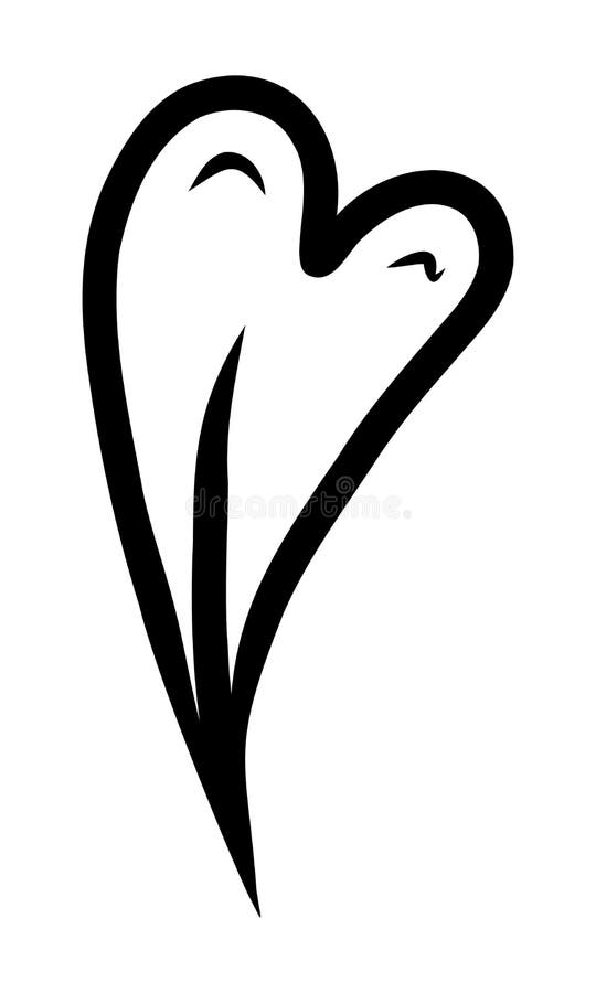 ISOLATED on a WHITE BACKGROUND CONTOUR DRAWING of a PLANT LEAF Stock ...