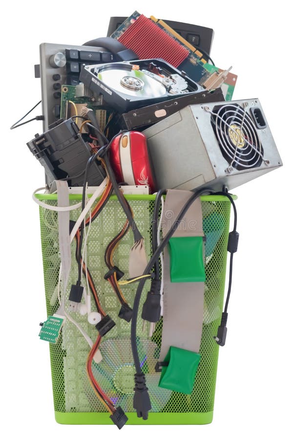 Discarded, Used and Old Computer Hardware Electronics Scraps. Isolated ...