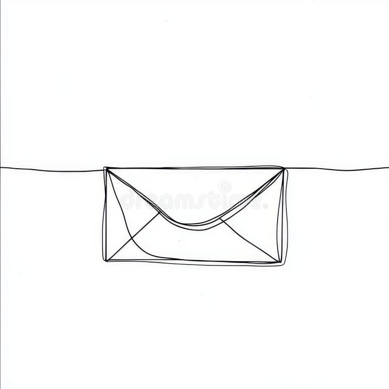 Isolated on White Background, One Continuous Line Drawing of an Email ...