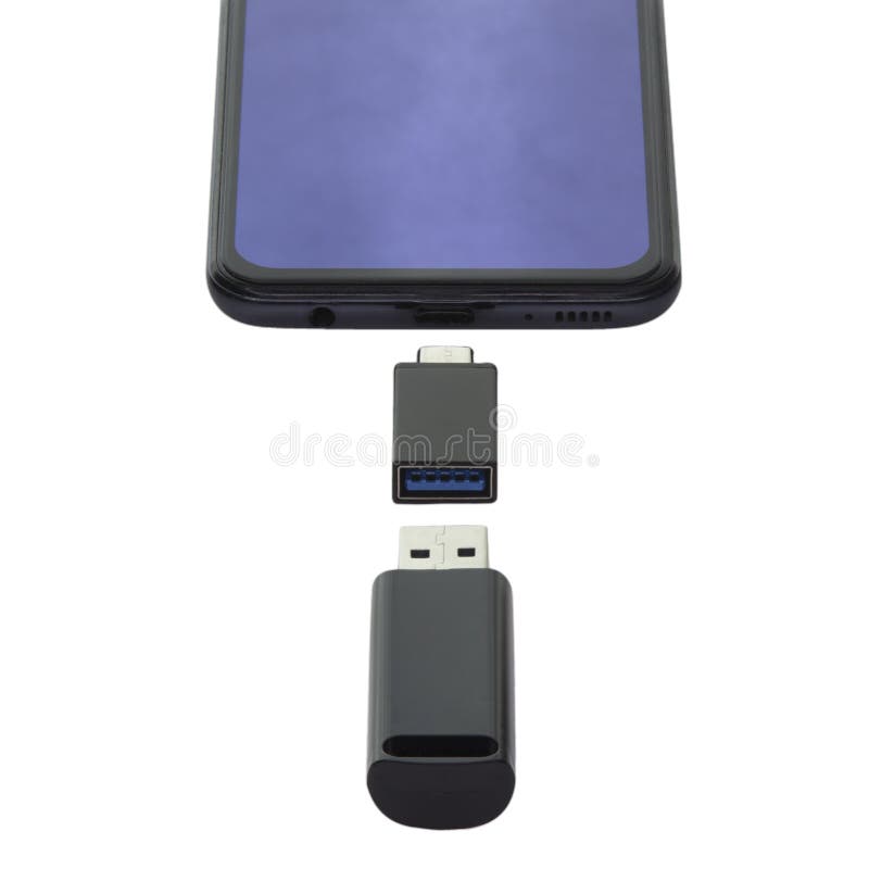 Isolated on a White Background Phone or Smartphone with USB OTG Data ...