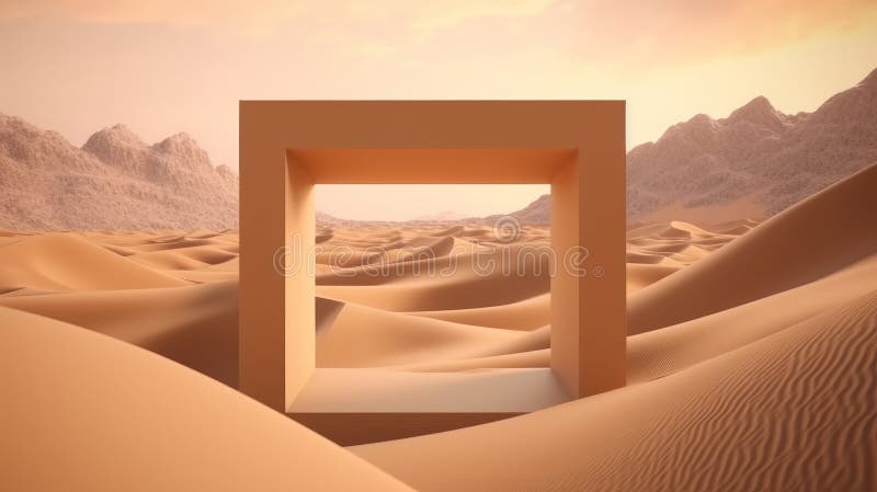An Isolated White Box in a Barren Desert Landscape. Generative Ai Stock ...
