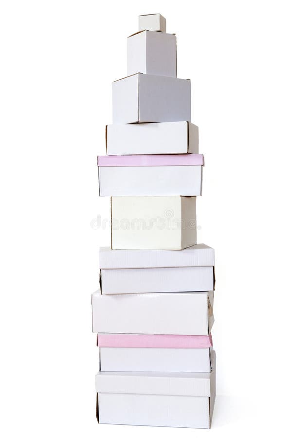 Isolated Big Tower of Black Boxes, Standing on Each Other. Stock Photo ...