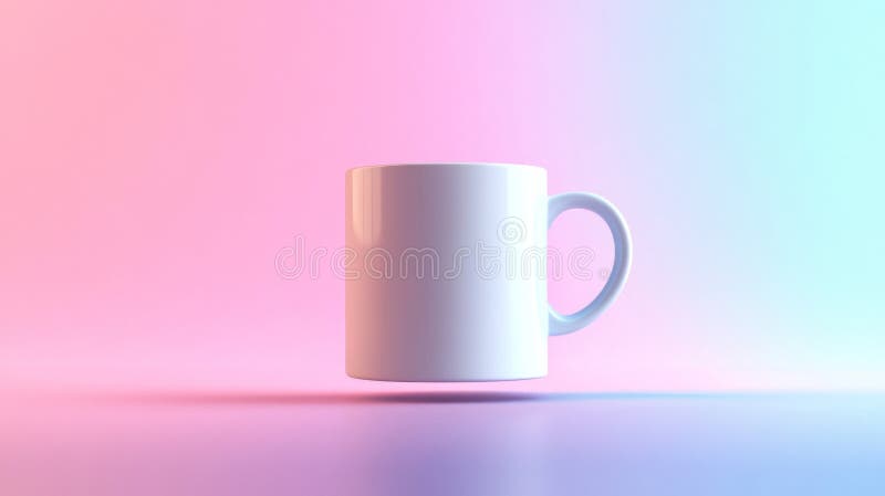 Isolated White Coffee Mug on a Gradient Pastel Color Background Stock ...