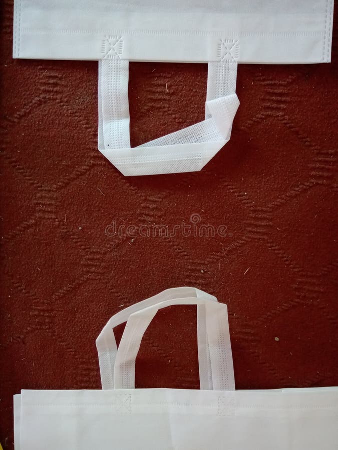 Isolated White Color Bag with White Handle Stock Photo - Image of white ...