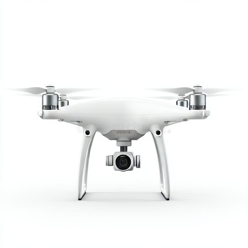 Isolated White Drone, Front Perspective, on a Clear Background Stock ...