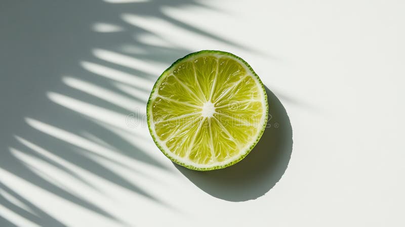 Isolated on White, a Fresh Slice of Lime Showcases Its Vibrant Green ...