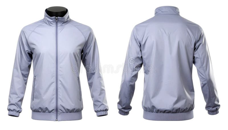 Gray Track Jacket Mockup, Front and Back View Stock Illustration ...