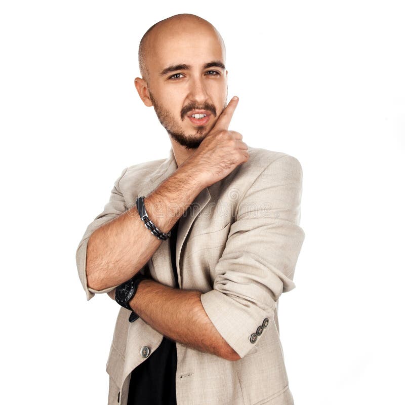 Isolated on White Man in Jacket Looking at Camera Stock Image - Image ...