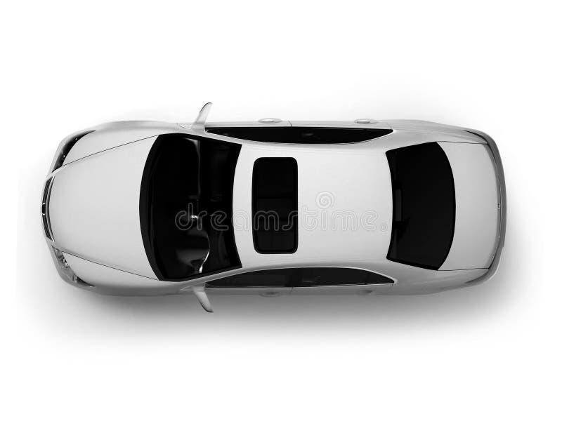 Isolated White Modern Car Top View Stock Illustration - Illustration of ...