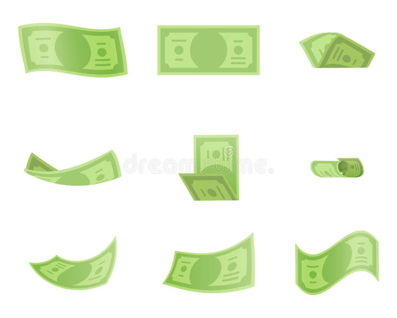 Isolated on White Money Twist Fold Bend Banknote Design Vector ...