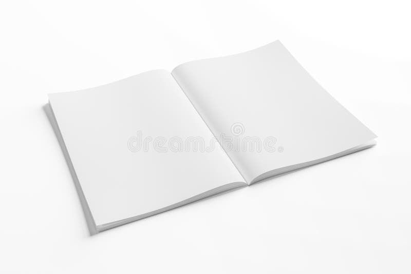 Isolated White Open Magazine Mockup on White 3D Rendering Stock ...