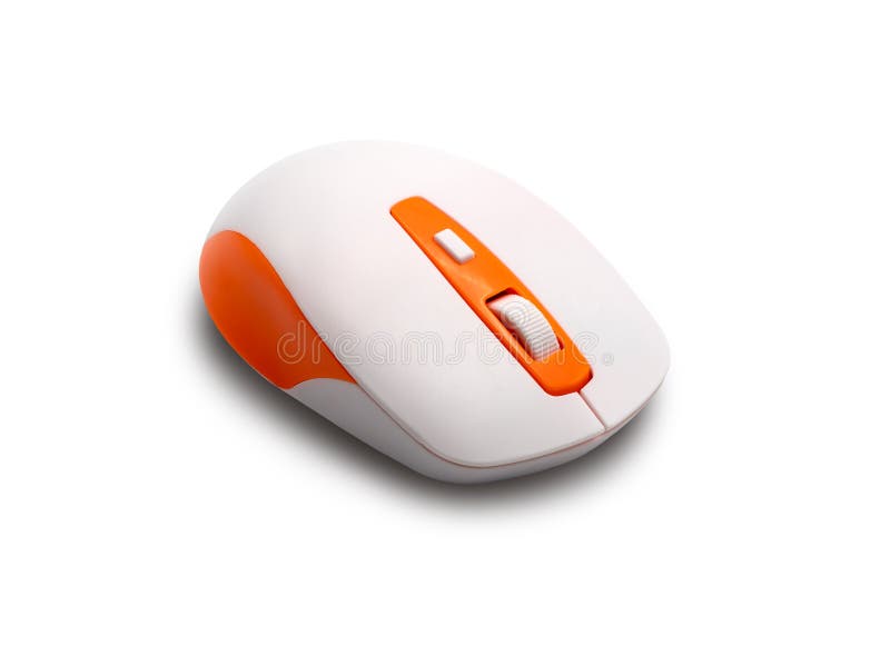 Orange Wireless Mouse on White Background Stock Photo - Image of small ...