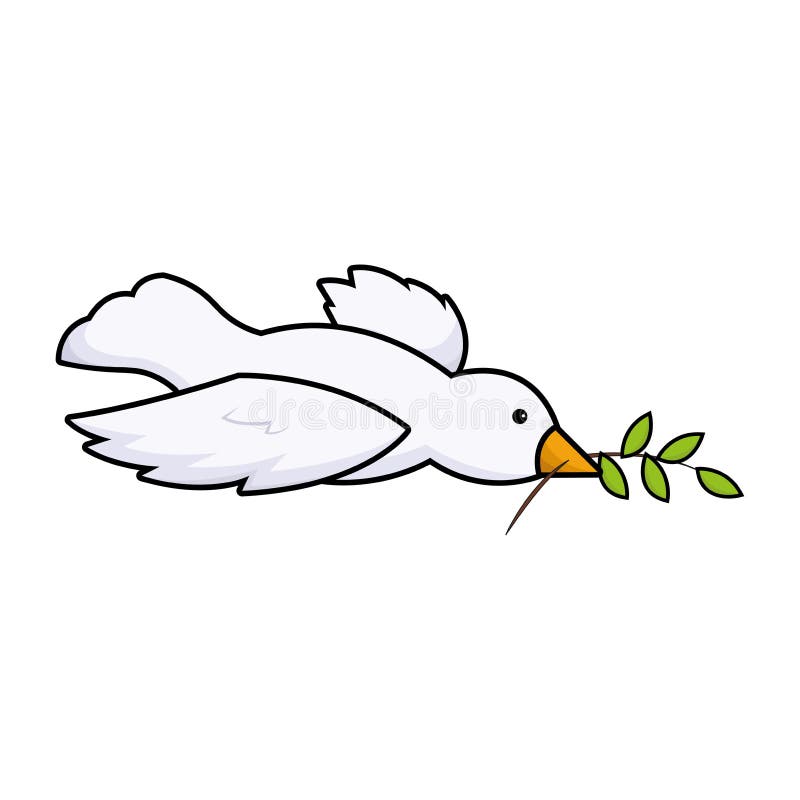 Isolated Pigeon Cartoon Holding a Laurel Pray for Peace Vector Stock ...