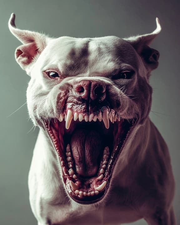 An Isolated White Pitbull, Its Anger and Aggression Evident, is Shown ...