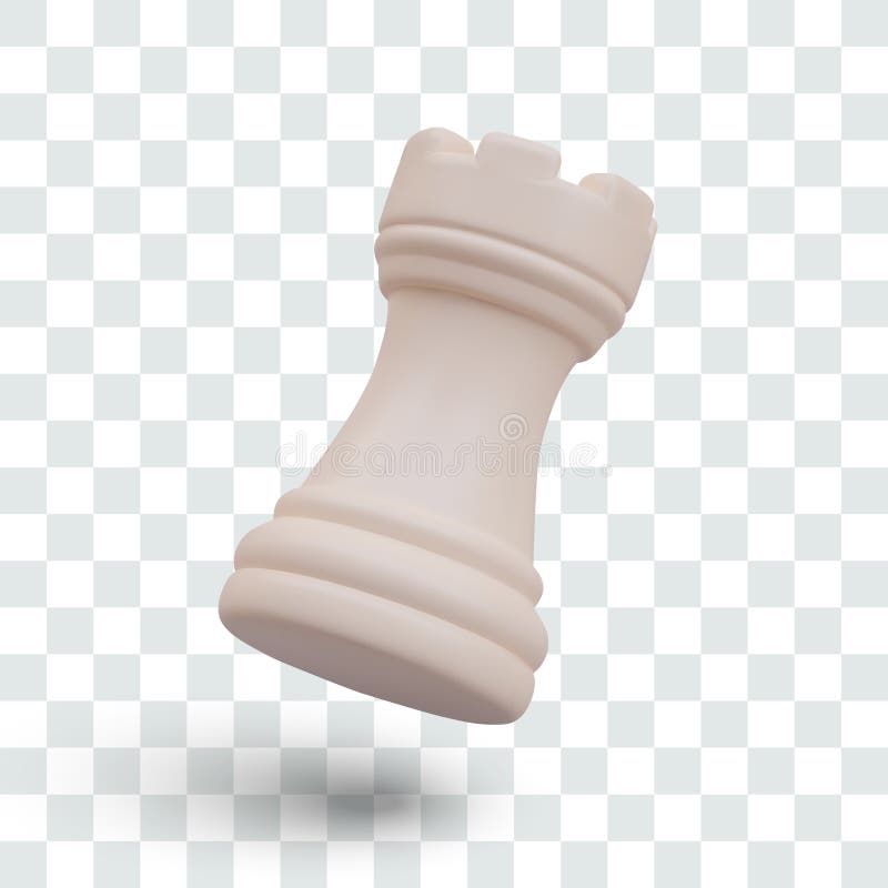 Isolated White Rook in 3D Style. Vector Chess Figure, Angle View Object ...