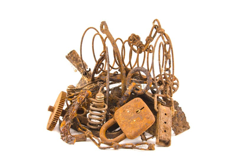 Isolated on White Rusty Iron Scrap Metal Stock Image - Image of ...