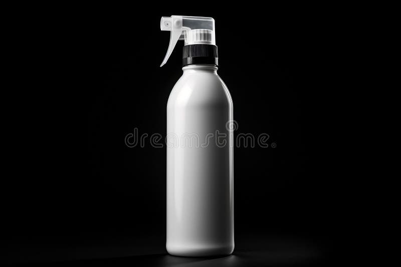 Isolated White Spray Bottle on Black Background. AI Stock Photo - Image ...