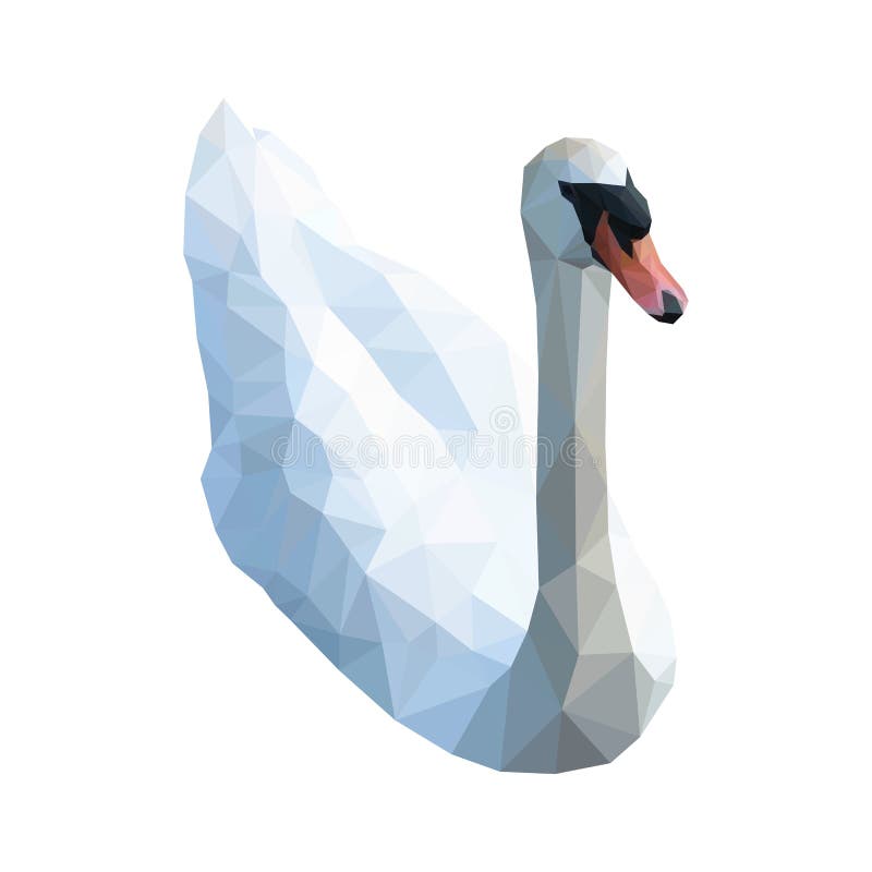 Isolated White Swan Composed of Triangles on White Background. Colored ...