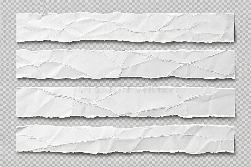 White Ripped Paper Torn Edges Strips Isolated on Transparent Background ...
