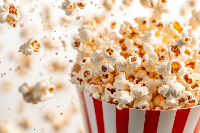 Isolated on a White, Transparent Background, Popcorn Erupts from a Red ...