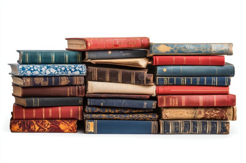Isolated on White or Transparent Stock is a Stack of Historical Books ...