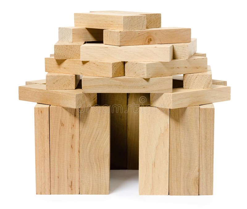 Isolated on White Wooden Structure from Bricks Stock Photo - Image of ...