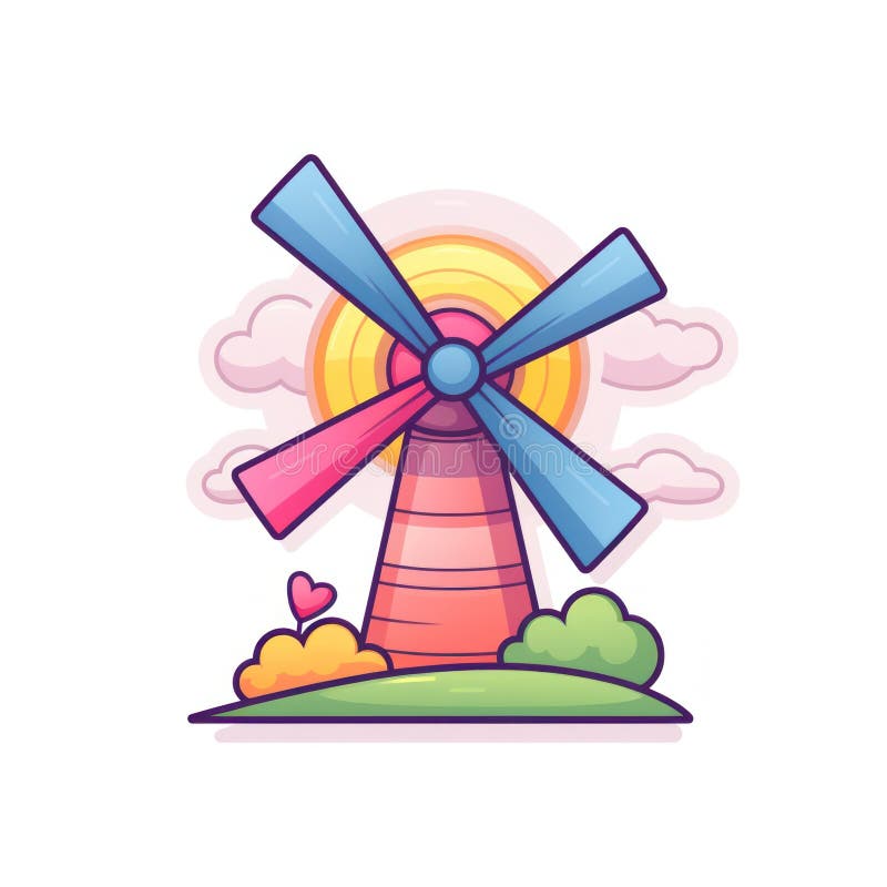 Isolated Windmill on White Background AI Generated Stock Photo - Image ...