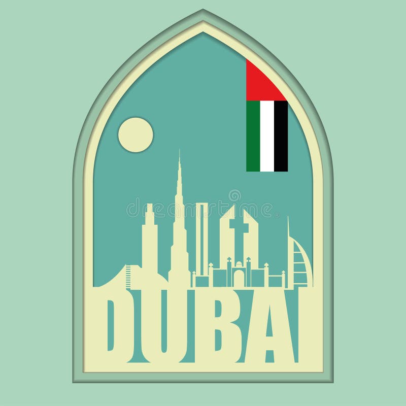 Isolated Window with a Silhouette of Dubai City Vector Stock Vector ...