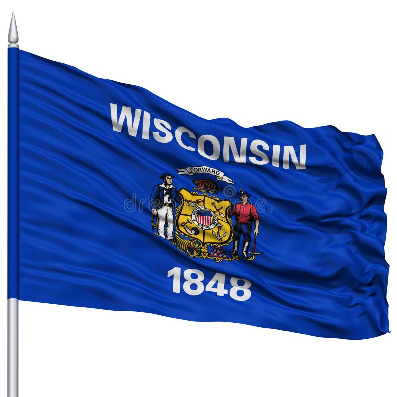 Isolated Wisconsin Flag on Flagpole, USA State Stock Illustration ...