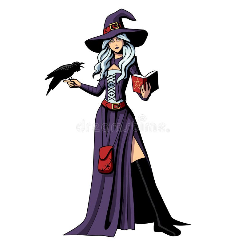 Isolated Witch with a Raven Stock Vector - Illustration of october ...