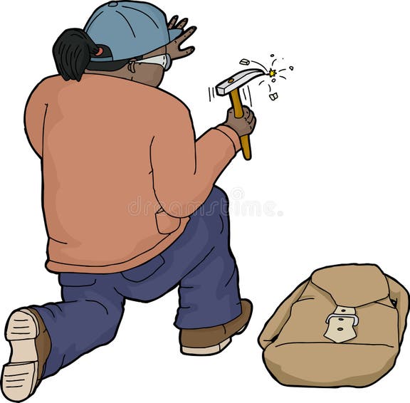 Isolated Woman with Chisel and Backpack Stock Illustration ...