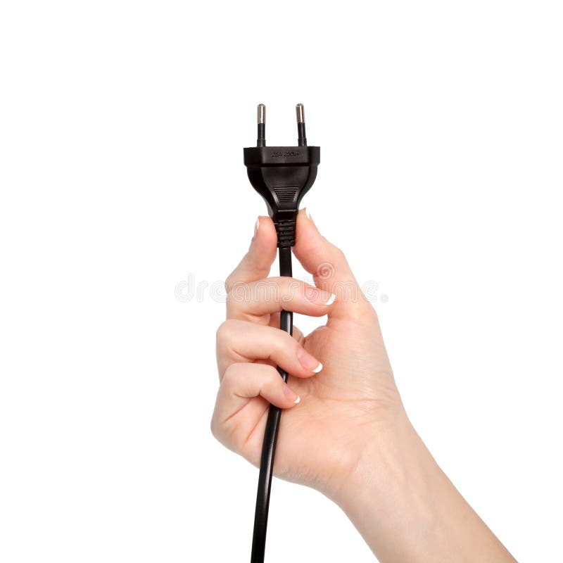 Isolated Woman Hand Holding a Cable Stock Image - Image of computer ...