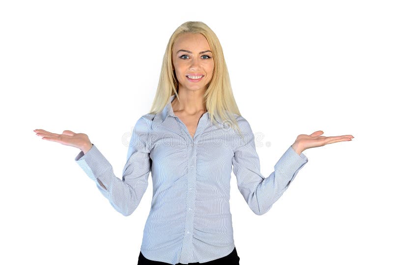 Isolated woman presenting stock image. Image of girl - 49407273