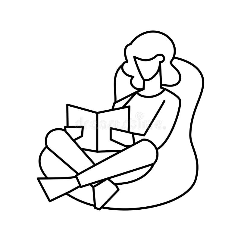 Isolated Woman Reading Draw Vector Illustration Stock Vector ...
