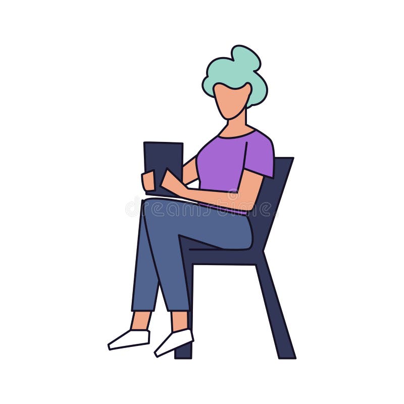 Isolated Woman Tablet Vector Illustration Stock Vector - Illustration ...