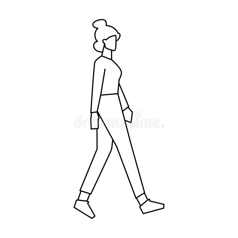 Isolated Woman Walk Draw Vector Illustration Stock Vector ...