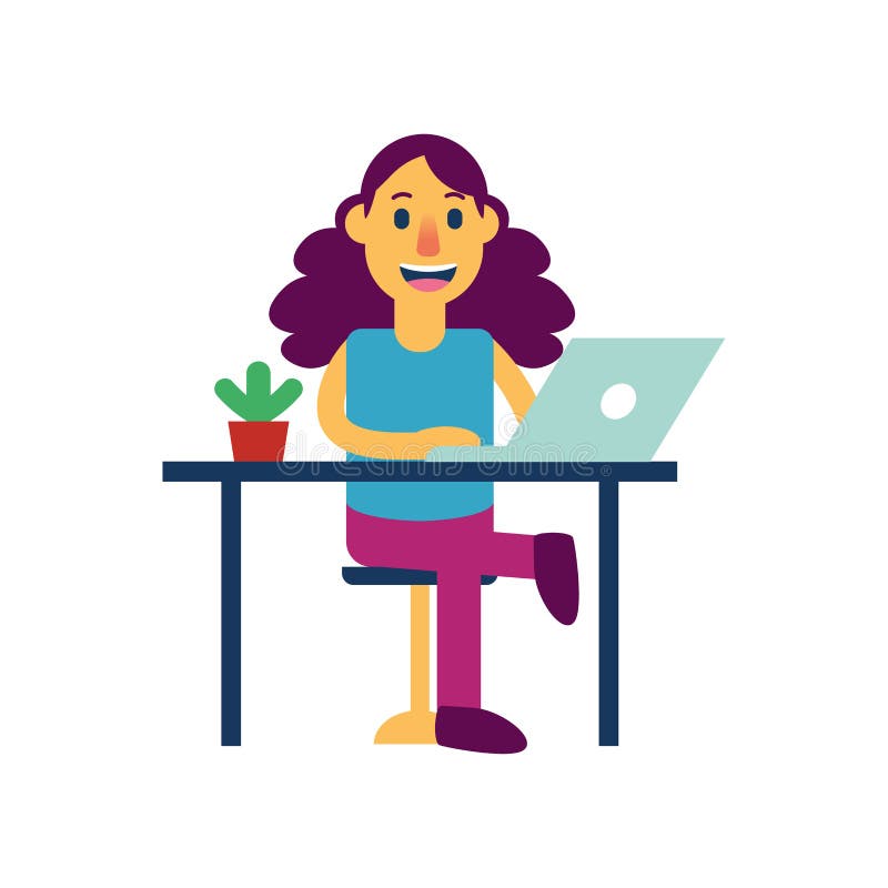 Isolated woman workoffice stock vector. Illustration of online - 197264066