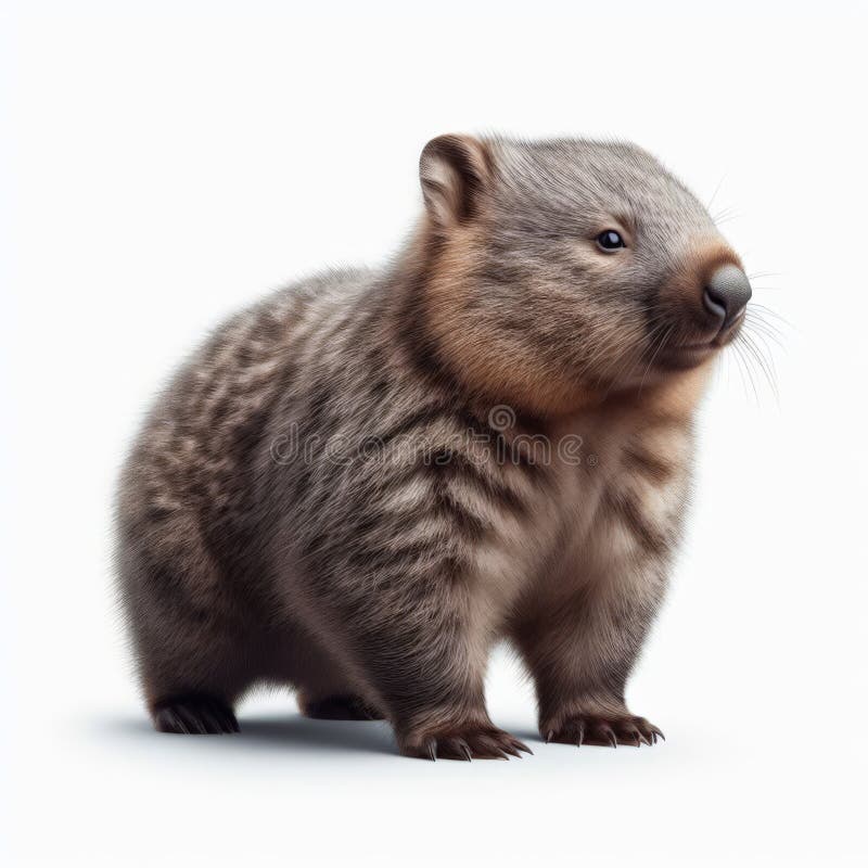 Image of Isolated Wombat Against Pure White Background, Ideal for ...