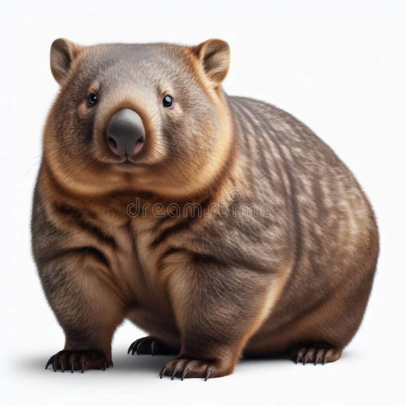 Image of Isolated Wombat Against Pure White Background, Ideal for ...