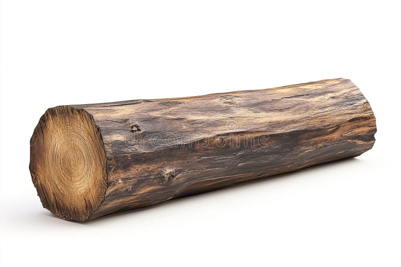 Isolated Wooden Log White Background Visible Tree Rings Textured ...