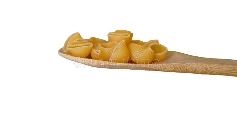 Isolated Wooden Spoon with Raw Pasta on Top Stock Photo - Image of ...