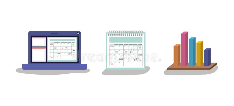 Isolated Workflow Laptop and Calendar Vector Design Stock Vector ...
