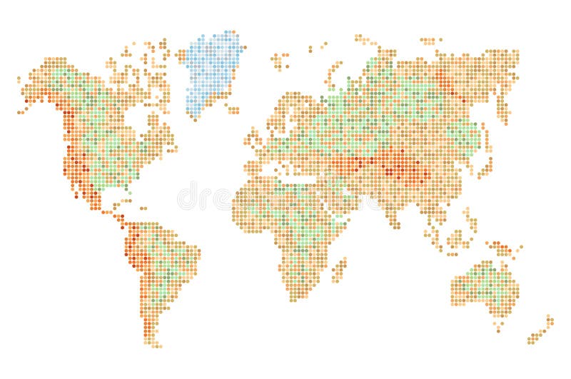 Isolated World Mar Made from Colourful Dots Stock Vector - Illustration ...
