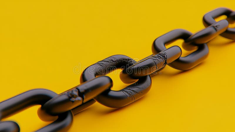 Isolated on a Yellow Background, a Broken Black Chain Symbolizes ...