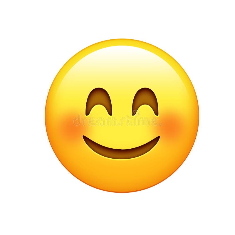 Isolated Yellow Face with Red Cheeks, Smiling Eyes Icon Stock ...