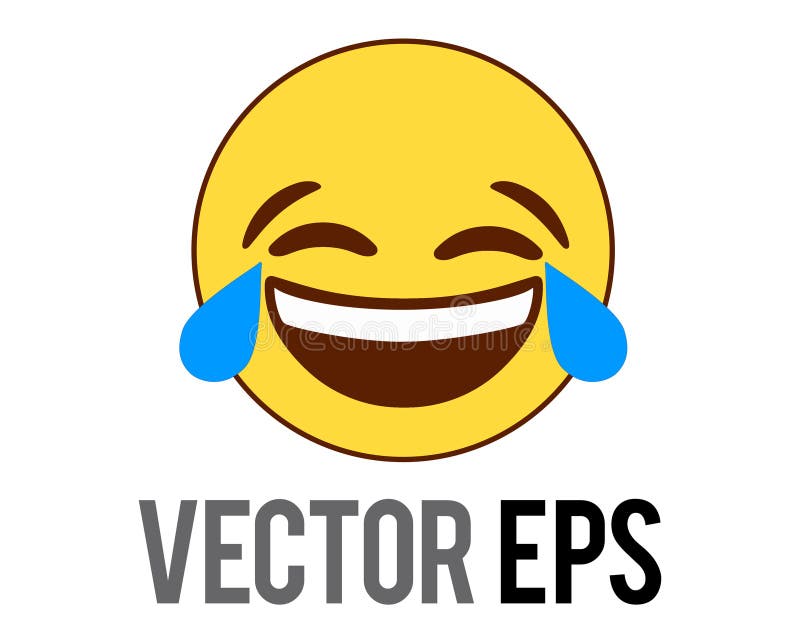Yellow Laughing, Smiling Face Flat Icon with Blue Crying Tears Stock ...