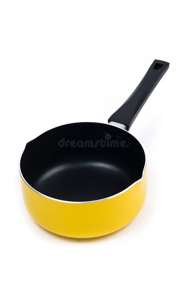 Isolated yellow pan stock photo. Image of metal, isolated - 55196288