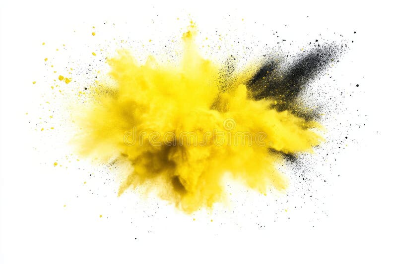 Isolated Yellow Powder Explosion on White or Transparent Image Stock ...
