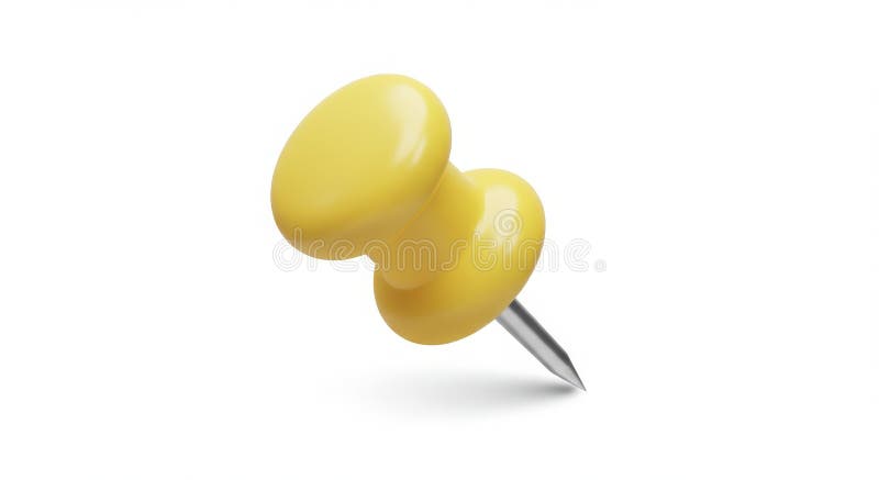 Isolated Yellow Pushpin with a Sharp Silver Point on a Clean Whi Stock ...